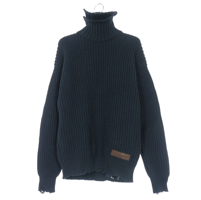 【中古】未使用品 ディースクエアード DSQUARED2 23AW ブロークンスティッチ ダブルニット ハイネック ダメージ加工