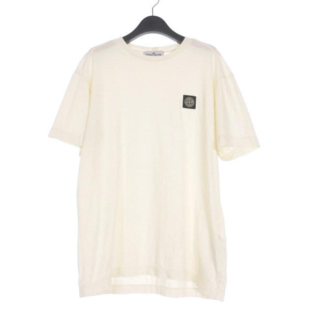 【中古】ストーンアイランド STONE  25SS ロゴワッペン クルーネックTシャツ カットソー 半袖 L アイボリー