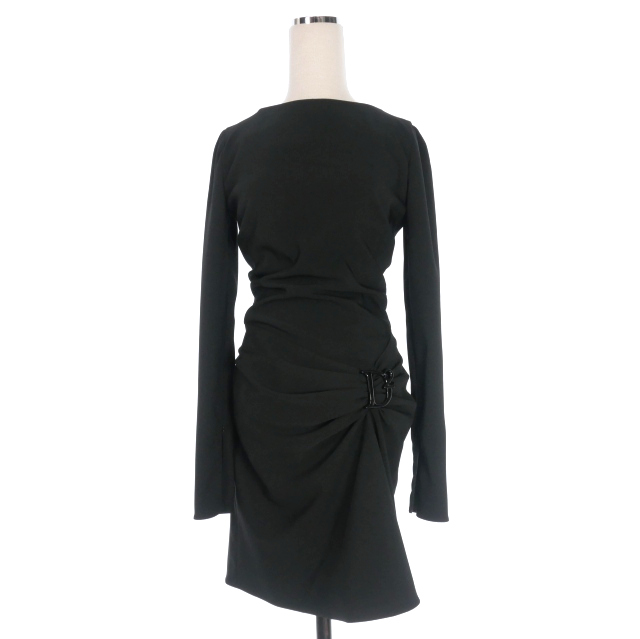 【中古】ディースクエアード DSQUARED2 23AW ギャザーワンピース ドレス 長袖 38 ブラック 黒 S75CV0726 国内正規