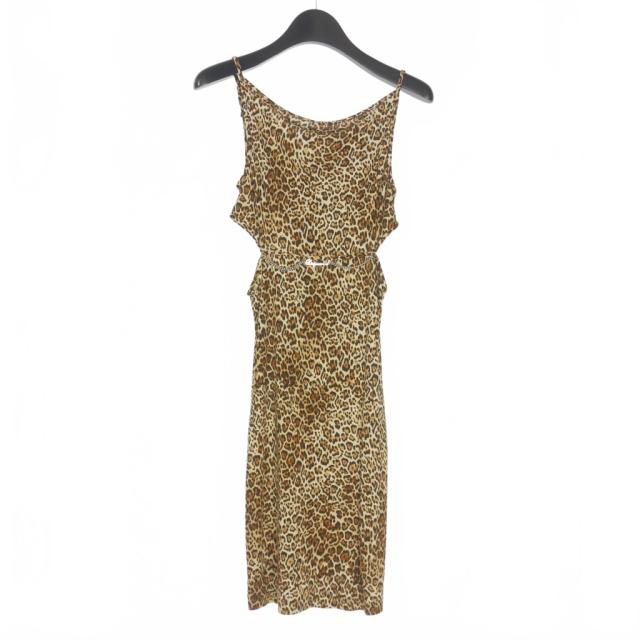 【中古】ディースクエアード DSQUARED2 23AW サイドオープン レオパード柄 ノースリーブワンピース ドレス XS