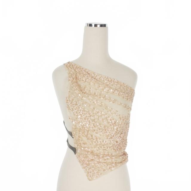 【中古】未使用品 ディースクエアード DSQUARED2 23AW Halter Embroidered Top サイドベルト ワンショルダー