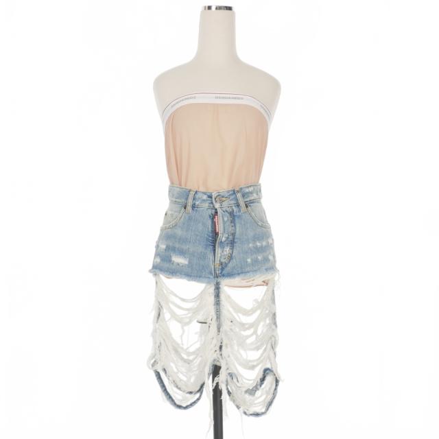 【中古】未使用品 ディースクエアード DSQUARED2 23AW デストロイ加工デニムスカート 36 S72FV0030 国内正規
