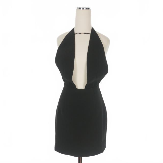 【中古】ディースクエアード DSQUARED2 23AW ICONチャーム ミニワンピース ドレス 38 ブラック 黒 S80CT0022