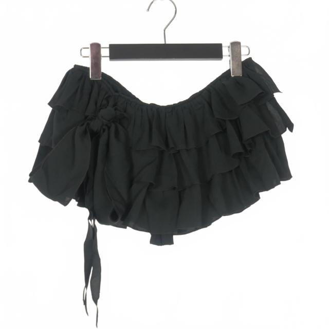 【中古】ディースクエアード 23AW フリルミニスカート キュロット ショーツ リボン 38 ブラック 黒 S72MU0465 国内正規