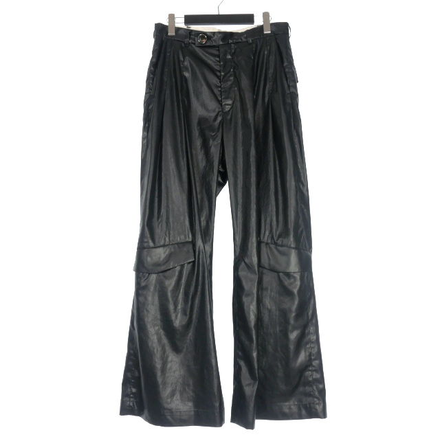 【中古】未使用品 リヒトベシュトレーベン Licht Bestreben 25AW シンフラップバギートラウザー フェイクレザー 2