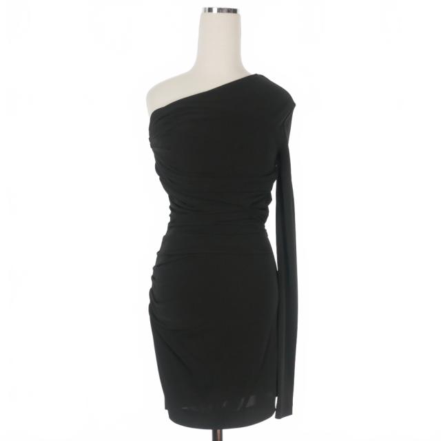 【中古】ディースクエアード DSQUARED2 23AW レーヨン タイトワンピース ドレス アシンメトリー XS ブラック 国内正規