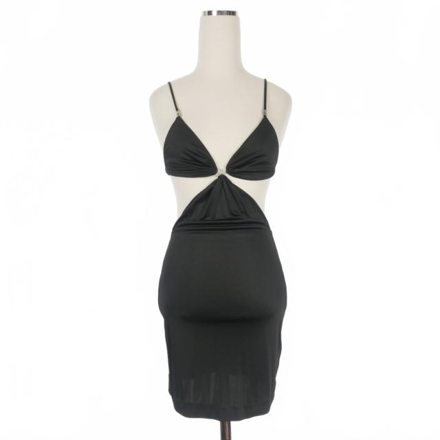 【中古】ディースクエアード DSQUARED2 23AW キャミソール バックオープン カットアウトワンピース ドレス XS ブラック