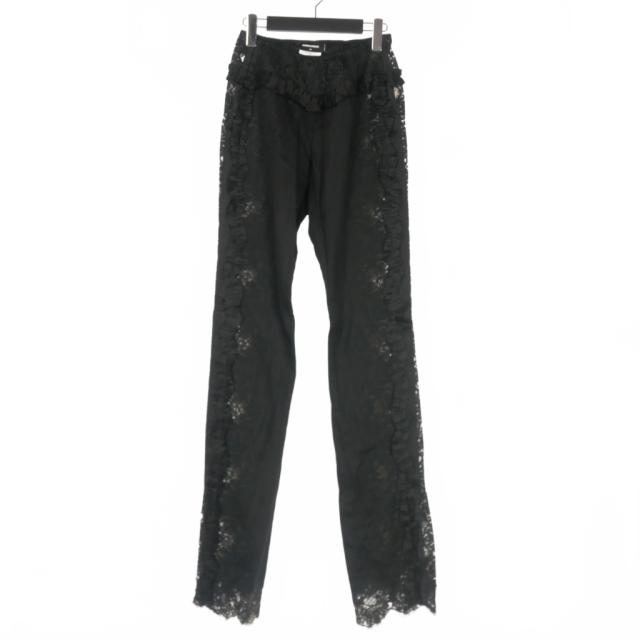 【中古】ディースクエアード DSQUARED2 23AW GothLaceTrimmedPant 刺繍レースフリルパンツ スラックス 40 S72KA1201 国内正規 レディース