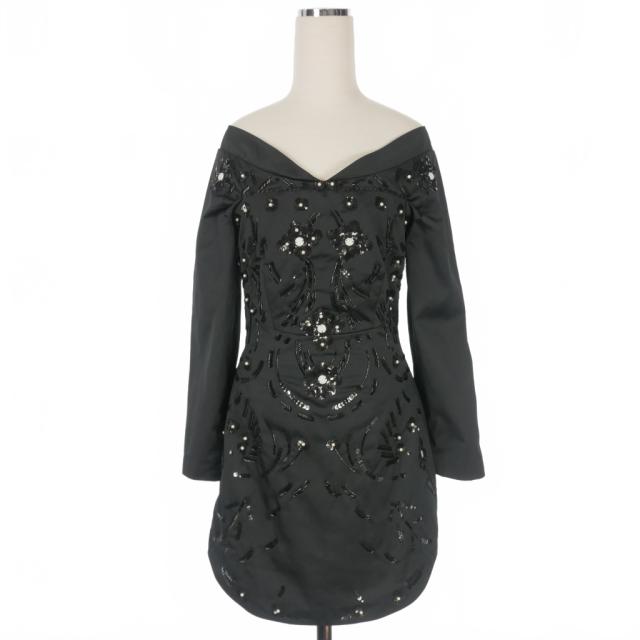 【中古】未使用品 ディースクエアード DSQUARED2 23AW Prom Mini Dress スパンコール オフショルダーミニワンピース