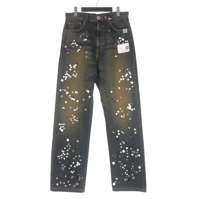 【中古】未使用品 ミハラヤスヒロ MIHARA YASUHIRO 25AW EMBELLISHED JEANS ラインストーン デニムパンツ ジーンズ 46