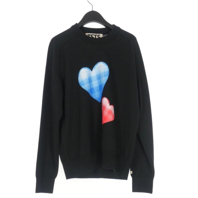 【中古】未使用品 ティーエスティーエス TSTS 25AW EMOJI PRINTED SWEATER ニット セーター 長袖 L ブラック 25AMM0401