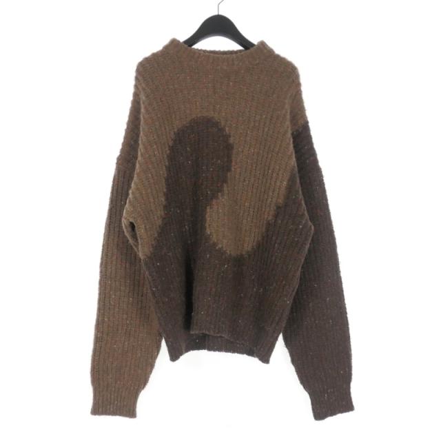 【中古】未使用品 イーアールエル ERL 25AW SWIRL CREWNECK ニット セーター 長袖 L ブラウン 茶 ERL11N004 1 メンズ