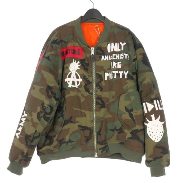 【中古】未使用品 キディル KIDILL 25AW FRESH ANARCHY MA-1 迷彩 プリント ジャケット 長袖 46 カーキ KL996 メンズ