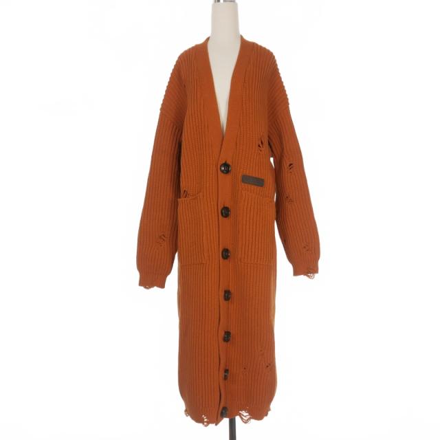 【中古】ディースクエアード DSQUARED2 23AW ダメージ加工 ロングニットカーディガン ガウン 長袖 XS