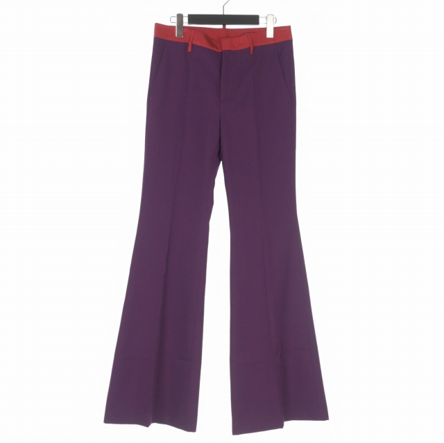 【中古】未使用品 ディースクエアード DSQUARED2 23AW Poly Wool Twill Super Flare Pants フレアパンツ スラックス 38 パープル