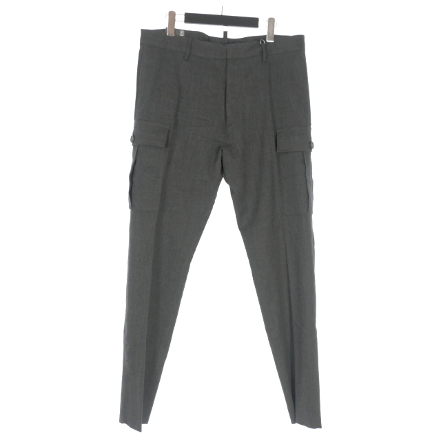 【中古】未使用品 ディースクエアード DSQUARED2 23AW フランネル テーパードカーゴパンツ スラックス 52 グレー S71KB0578