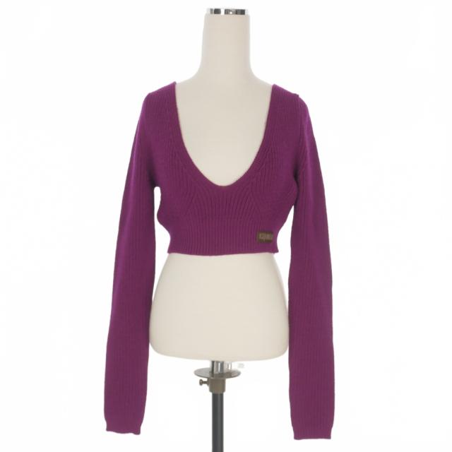 【中古】ディースクエアード DSQUARED2 23AW ショート丈 Vネックニット セーター ウール 長袖 XS パープル 紫