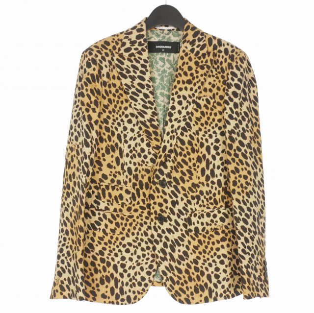 【中古】未使用品 ディースクエアード DSQUARED2 23AW Slouchy London Jacket レオパード テーラードジャケット 44 ベージュ