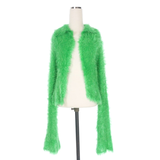 【中古】未使用品 インク シャギーニットカーディガン セーター 長袖 XS/S グリーン 緑 EEZ-1O353-CD07-GN