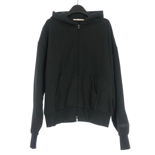 【中古】未使用品 エフオージー エッセンシャルズ バックロゴ ダブルジップパーカー フーディー M ブラック 黒