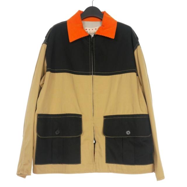 【中古】未使用品 マルニ MARNI 23SS コットンギャバジンバイカラーハンティングジャケット ブルゾン 長袖 46