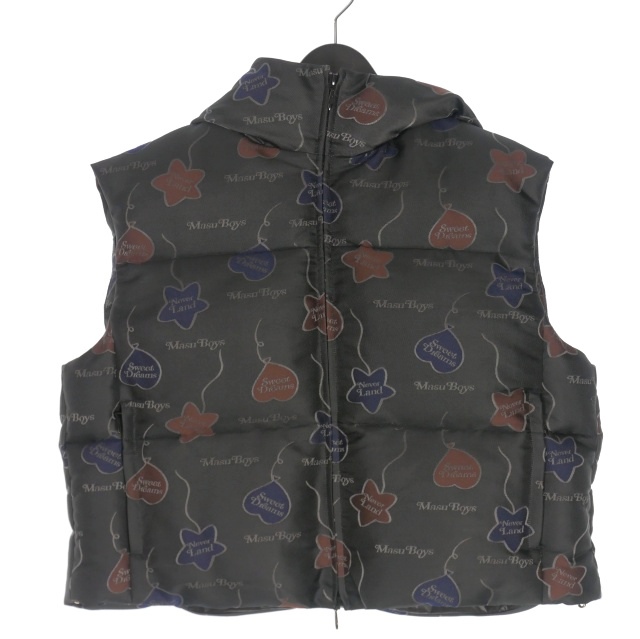 【中古】未使用品 エムエーエスユー MASU FALLING BALLOON DOWN VEST GRAPHIC BY VERDY ダウンベスト 44 ブラック