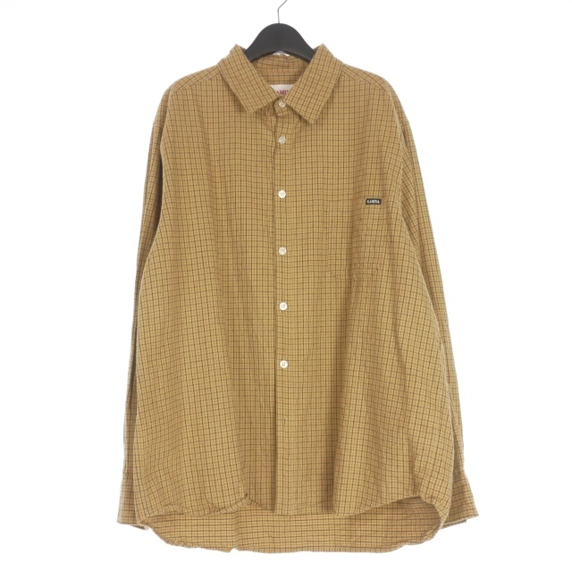 【中古】未使用品 カミヤ KAMIYA 25AW Oversized Checkedsh オーバーサイズ チェックシャツ 長袖 M ベージュ G15SH056 メンズ