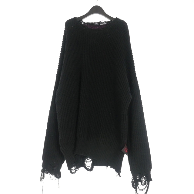 【中古】カタリスト CVTVLIST オーバーサイズ クラッシュニット セーター 長袖 F ブラック 黒 2201100301 メンズ