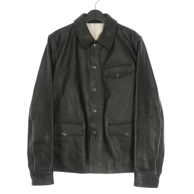 【中古】イサムカタヤマバックラッシュ ISAMU KATAYAMA BACKLASH レザーカーコート ジャケット ブルゾン ステッチ