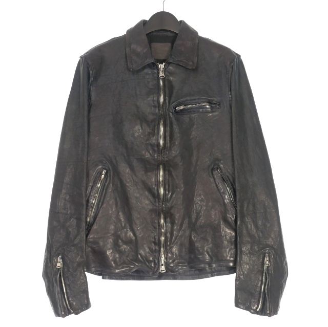 【中古】イサムカタヤマバックラッシュ ISAMU KATAYAMA BACKLASH フレンチショルダー製品染め シングルライダース