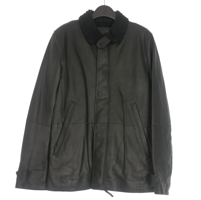 【中古】イサムカタヤマバックラッシュ ISAMU KATAYAMA BACKLASH ゴートスキン レザージャケット ブルゾン ボア 2(M) ブラック 黒