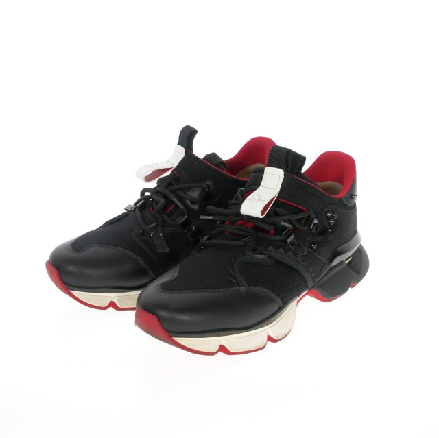 【中古】クリスチャンルブタン Christian louboutin Red Runner スニーカー 靴 41.5 ブラック 黒 メンズ