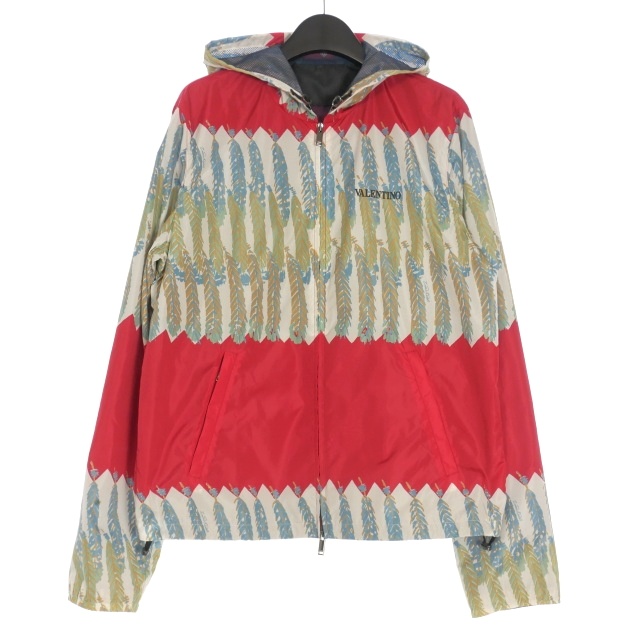 【中古】ヴァレンティノ ヴァレンチノ  VALENTINO 総柄 ナイロン フーデッドブルゾン ジャケット 46 マルチカラー