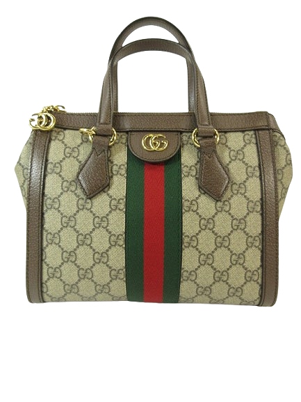 【中古】グッチ オフィディア GG スモール トートバッグ 2WAY ショルダーバッグ PVC レザー ブラウン系 レディース