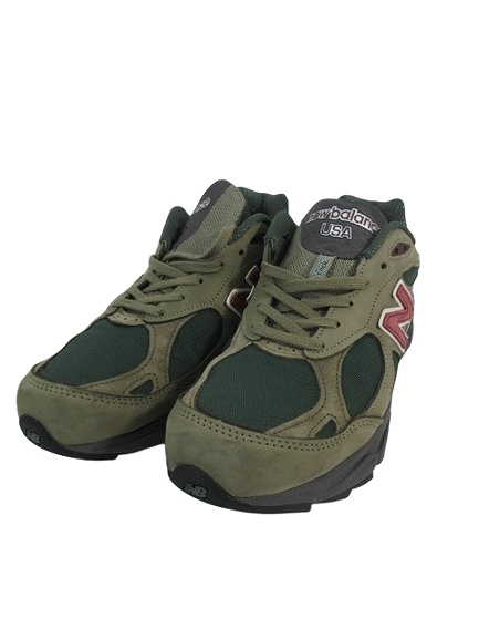 【中古】ニューバランス NEW BALANCE 990V3 ' スニーカー ローカット ロゴ M990GP3 サイズ27.5cm グリーン/オリーブ QQQ メンズ