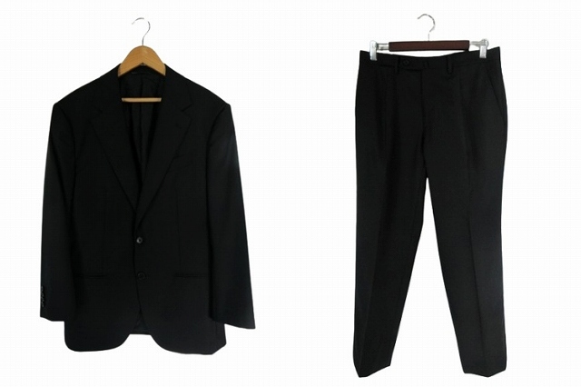 【中古】Per noi セットアップ ジャケット スラックス  無地 サイズ46 黒 QQQ メンズ