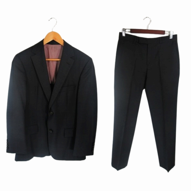 【中古】ヒューゴボス HUGO BOSS セットアップ テーラード ジャケット スラックス スーツ シングル 無地 グレー系 44