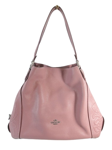 【中古】コーチ COACH ハンドバッグ 12034 イーディー レザー フラワーモチーフ 型押し ピンク 布袋付き レディース