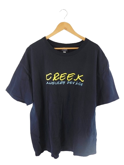 【中古】クリークアングラーズデバイス Creek Angler's Device プルオーバー Tシャツ 半袖 プリント ロゴ ネイビー 2XL