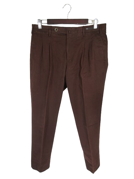 【中古】ピーティーゼロウーノ PT01 PREPPY FIT パンツ スラックス ストレート 無地 ブラウン サイズ48 メンズ