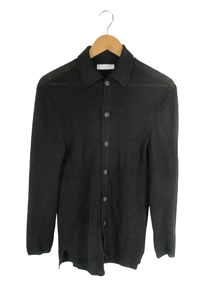 【中古】フィリッポデローレンティス FILIPPO DE LAURENTII カーディガン 長袖 ボタン 無地 ブラック サイズ48 メンズ
