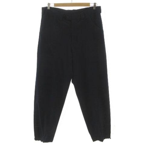 【中古】ワイズフォーメン Y's for men パンツ ワイドパンツ 裾ドローコード 日本製 ウール ネイビー 濃紺 S メンズ
