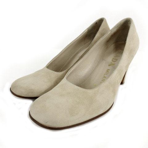 【中古】プラダ PRADA パンプス イタリア製 ベージュ系 36.5 レディース