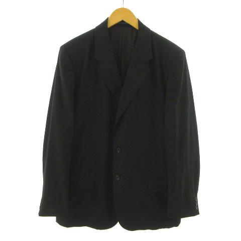 【中古】ワイズフォーメン Y's for men ジャケット テーラードカラー 3B カシミヤ混 シャドーストライプ 黒 3