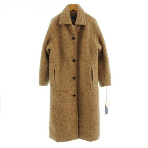 【中古】未使用品 マリンフランセーズ LA MARINE FRANCAISE コート ステンカラー ボア ロング 茶系 ベージュブラウン