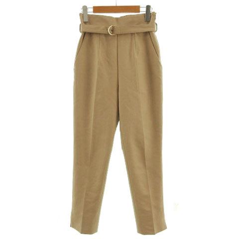 【中古】ベイジ BEIGE パンツ ペグトップ 裾スリット ベルト付き 日本製 コットン ベージュ 2 レディース