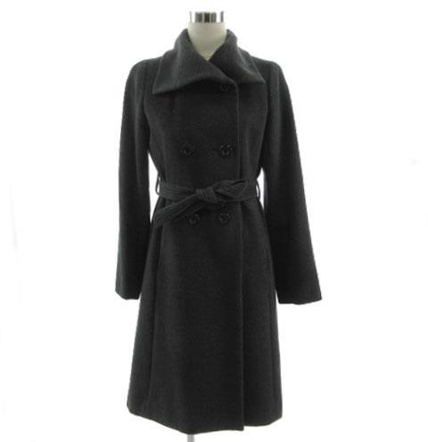 【中古】コムサデモード COMME CA DU MODE コート ボリュームカラー リボンベルト 日本製 起毛 シルク混 グレー 11