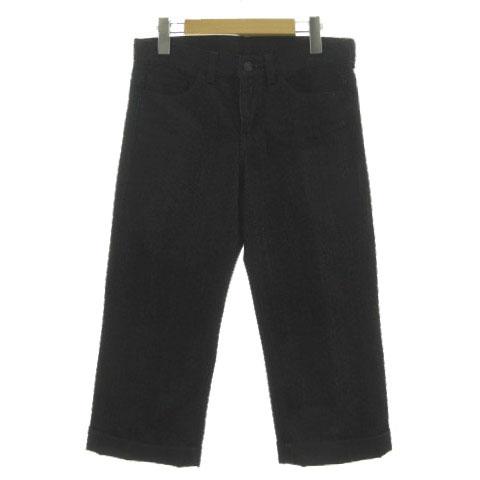 【中古】ラッドミュージシャン LAD MUSICIAN ジーンズ デニム クロップド丈 ストレート 裾ダブル ラメ 黒 シルバー 40