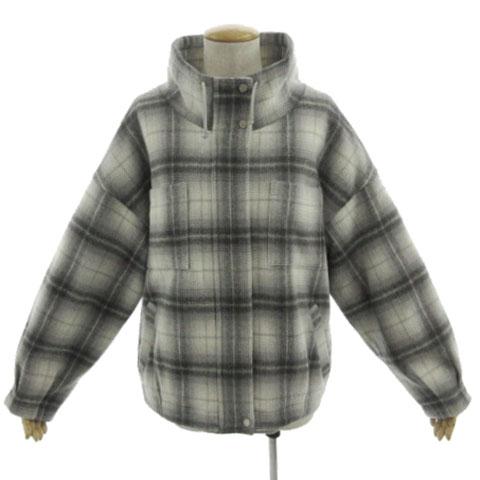 【中古】マックレガー McGREGOR ジャケット スタンドカラー ジップアップ 起毛 チェック 黒 グレー アイボリー M