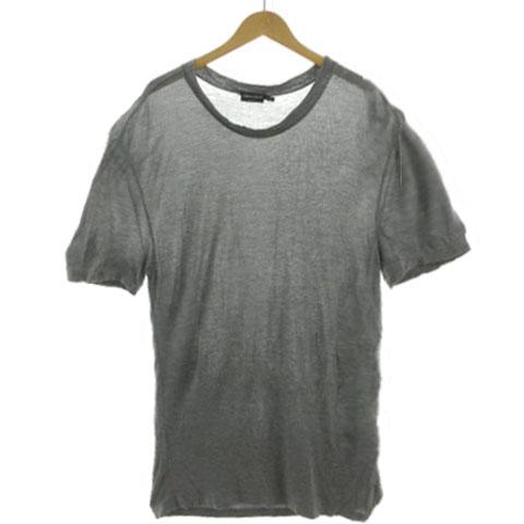 【中古】ジョルジオアルマーニ GIORGIO ARMANI ニット 半袖 ロング丈 グレー ITL46 大きいサイズ レディース